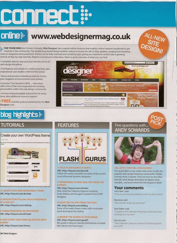 Got a Mention in This Months Web Designer Magazine!